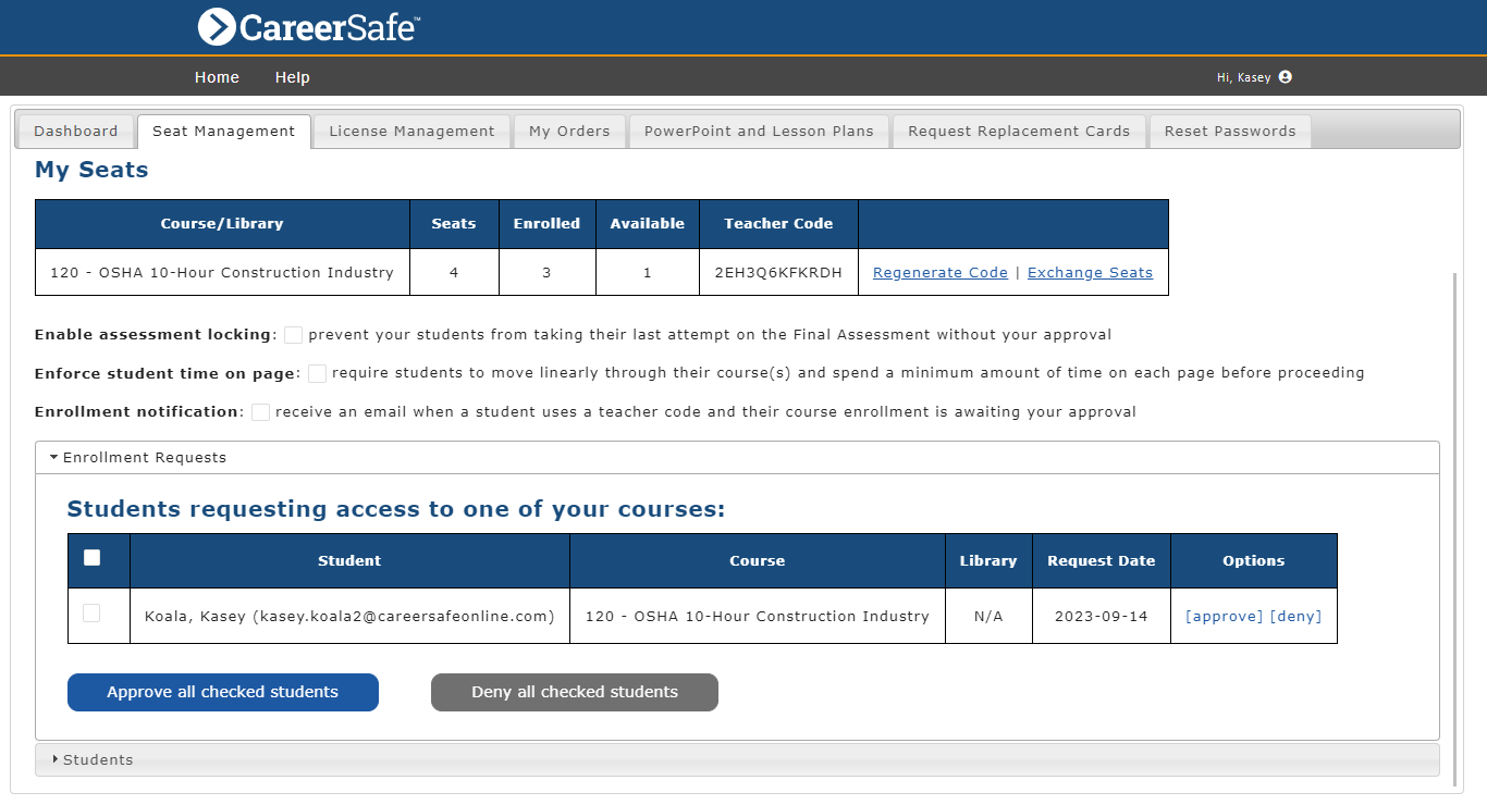 Course Enrollment: A CareerSafe Support Guide