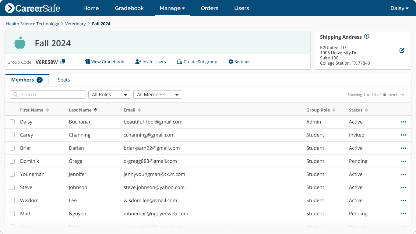 Approving CareerSafe Group Members and Enrolling Students